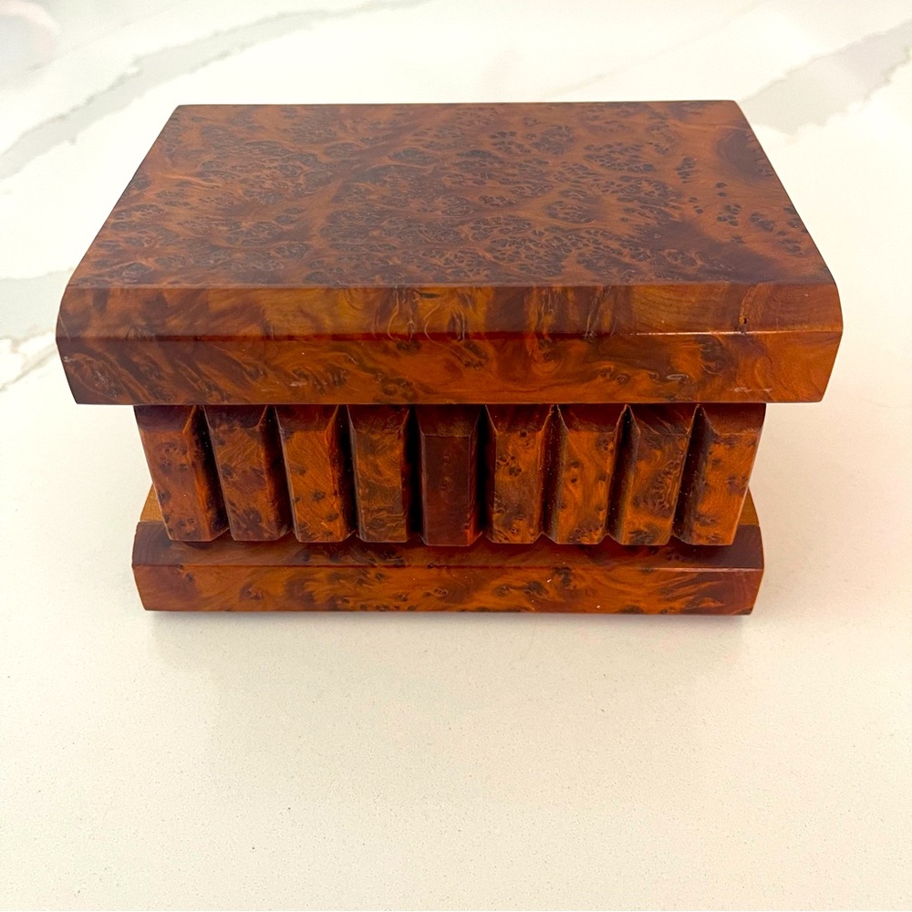 Moroccan Thuya Burl Wood Secret Box With Key - Gem